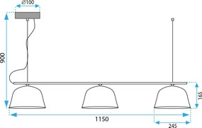 Toolight Toolight, stropní svítidlo 3xE27 APP1478-3CP, černá matná, OSW-02420