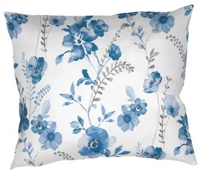 Dadka Povlak na polštář flanel Kvítí modré na bílém  70x90 cm