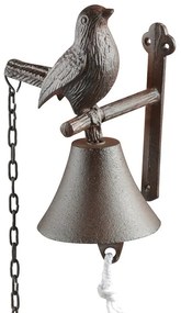 Nástěnný litinový zvon s ptáčkem 11,9x14,2x18,5cm
