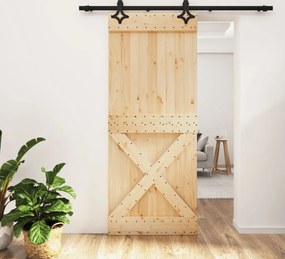 vidaXL Posuvné dveře s kováním 85 x 210 cm masivní borové dřevo [3203153]