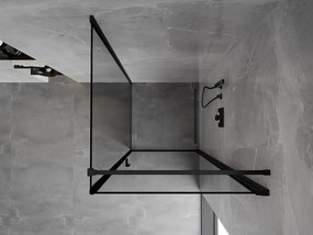 Mexen Mist-B, 1-křídlý ​​výklopný sprchový kout, pravý, 80 x 80 cm, čiré sklo-černý rám, 8A2T-080-080-70-70-P