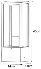Chytrá venkovní stojací lampa černá s žebrovaným sklem 40 cm vč. WiFi A60 - Charlois