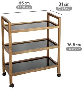 Černý/v přírodní barvě koupelnový regál z masivu akácie 65x76,5 cm Fondi – Wenko