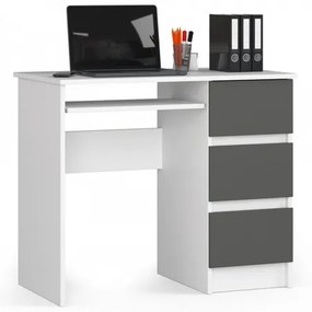Počítačový stůl A-6 pravá - bílá/grafit