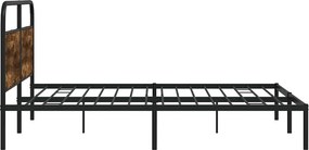 Kovový rám postele bez matrace kouřový dub 200 x 200 cm 3318633