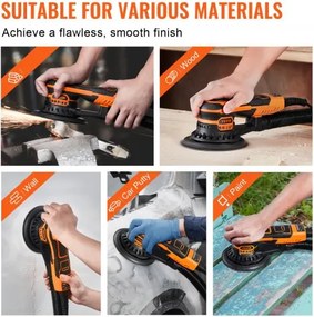 Random Orbital Sander 15,2 cm Palm Sander 10 ks brusných papírů 6 proměnných