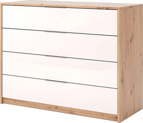 Komoda 4š, bílý lesk Raymond