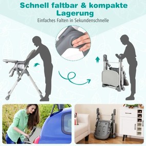 Costway Vysoká stolička baby skládací dětská vysoká stolička s funkcí – šedá