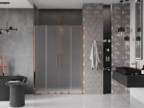 Mexen Velar Duo, posuvné sprchové dveře do otvoru 150 cm, 8mm sklo námraza, růžové zlato, 871-150-000-32-60