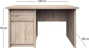 Psací stůl s dvířky a zásuvkou Norton 120 cm Dub Sonoma
