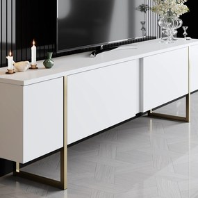 Hanah Home TV stolek Luxe - White, Gold, Bílá, Zlatá