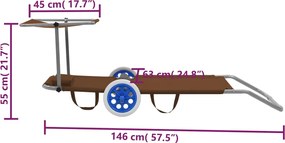 vidaXL Marketos Skládací zahradní lehátko se stříškou a kolečky ocel taupe
