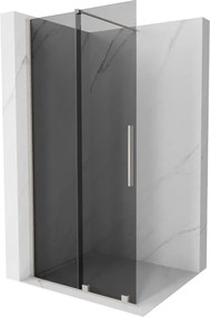 Mexen Velar, sprchová zástěna s posuvnými dveřmi Walk-in 110 x 200 cm, 8mm šedé sklo, broušená ocel, 871-110-000-43-97