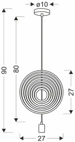 Bílo-duhový závěsný lustr Hoops pro žárovku E27  - Candellux