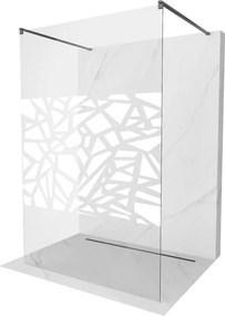 Mexen Kioto, sprchová zástěna Walk-In 100 x 200 cm, 8mm čiré sklo bílý vzor, ​​grafitový profil, 800-100-002-95-85