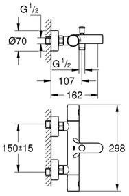 GROHE 34766000 -Termostat. vanová baterie GROHTHERM 800 COSMOPOLITAN DN 15 chrom