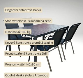 Vikio Venkovní zahradní set 140x80 pro 4 osoby DK302-140 antracit
