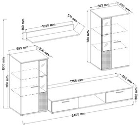 Nábytek do obýváku SANA - bílý