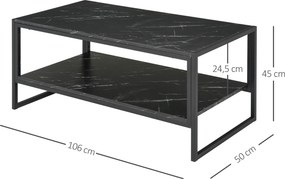 HOMCOM Moderní konferenční stolek se 2 policemi 106 x 50 x 47 cm Černý