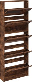 Botník se zrcadlem 5patrový kouřový dub 63 x 17 x 169,5 cm 3228283
