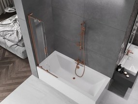 Mexen Velar L, 2-křídlová posuvná vanová zástěna 75 x 150 cm, 8mm čiré sklo, růžové zlato, 896-075-003-01-60
