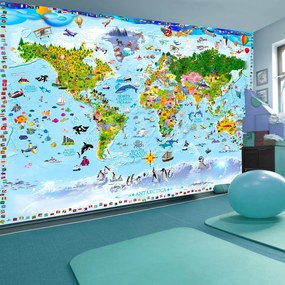 Samolepící fototapeta - Mapa světa pro děti 441x315