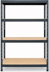 Regál 150x70x30 cm lakovaný 4-policový, nosnost 700 kg, RIVET - černý