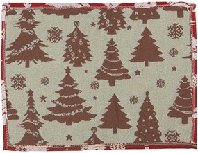 6ks bílo-červené látkové prostírání s vánočními stromky - 33*45 cm