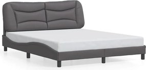 Rám postele bez matrace Hvar šedý 160x200 cm umělá kůže 3208012
