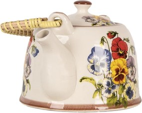 Krémová konvička s maceškami a se sítkem - 18*14*12 cm / 800 ml
