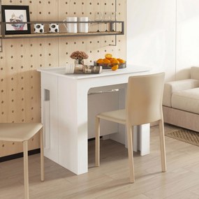 HOMCOM Jídelní stůl, skládací stůl, rozkládací kuchyňský stůl, jídelní stůl, dřevotřískové desky, 60-180 x 85 x 75 cm, bílý