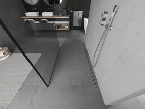 Mexen Kioto, průchozí sprchová zástěna 120 x 200 cm, 8mm sklo čiré/černý vzor, 2x chromová stabilizační rozpěra, 800-120-002-01-70