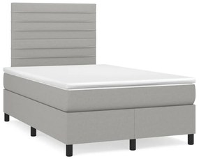 Box spring postel s matrací a LED světle šedá 120x190 cm textil