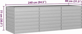 vidaXL Zahradní vyvýšený záhon 240x80x77 cm pozinkovaná ocel [316886] Barva: Stříbrná