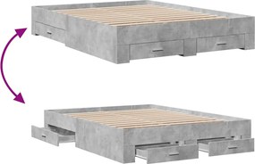Rám postele se zásuvkami betonově šedý 150 x 200 cm kompozit 3280380
