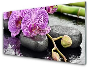 Obraz na skle Kameny Zen Orchidej Lázně 120x60 cm