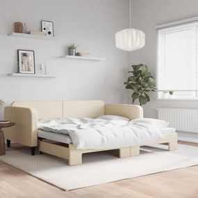 Válenda s přistýlkou krémová 100 x 200 cm textil 3196825