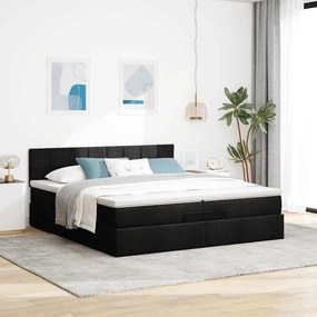 Osmanský rám postele s matrací černý 200x200cm textil 3312335