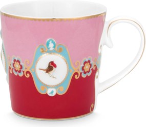 Pip Studio Love Birds sada 2 ks hrnků 225 ml, červeno-růžová