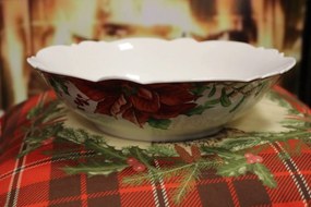Bílo červená vánoční miska 14cm