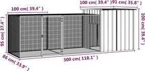 Klec pro kuřata antracitová 300 x 91 x 100 cm pozinkovaná ocel 3106452
