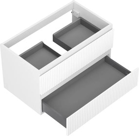 Mexen Rivel, koupelnová skříňka 80 cm, 2 zásuvky, drážkovaná, bílá matná, 91A20-08047-2-BFF01