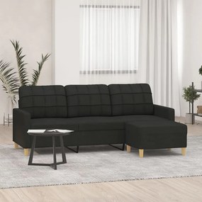 3místná pohovka s podnožkou černá 180 cm textil 3201005