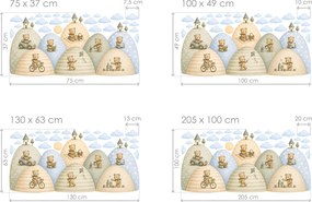 Medvídci na kopcích samolepící tapety do dětského pokoje arch 75 x 37 cm