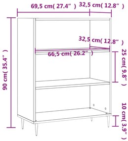 Knihovna bílá s vysokým leskem 69,5x32,5x90 cm kompozitní dřevo