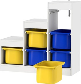 Úložný nábytek pro děti AIYAPLAY se 6 vyjímatelnými boxy, 3 patra, 96 x 38,5 x 90 cm, vícebarevný