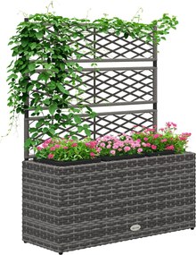 Outsunny Květináč s treláží pro rostliny, 3 nádoby, květinový box 33L, zahradní balkon, patio, terasa, venkovní použití, pletený pryskyřice a ocel, 8…