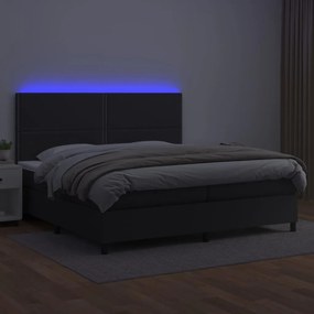 Box spring postel s matrací a LED černá 200x200 cm umělá kůže 3135903