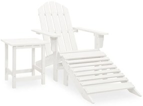 Zahradní židle Adirondack podnožka a stůl masivní jedle bílá 315929