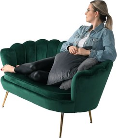 Lavice ve stylu Art-deco, smaragdová Velvet látka / gold chrom-zlatý, NOBLIN